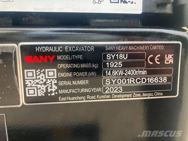 Sany SY 18U, 2024, Catarroja, Comunidad Valenciana, 西班牙 - 小型挖土機/掘鑿機